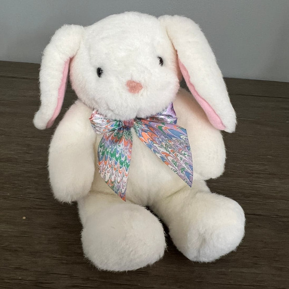 Hallmark | Toys | Vintage Hallmark White Easter Bunny With Marble Bow ...